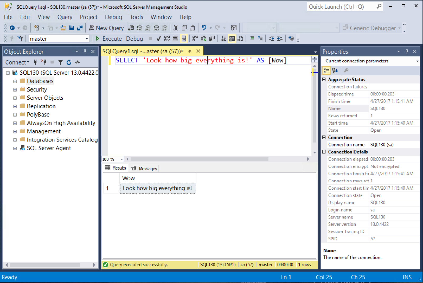 SQL Server Management Studio v17.0 - Born SQL