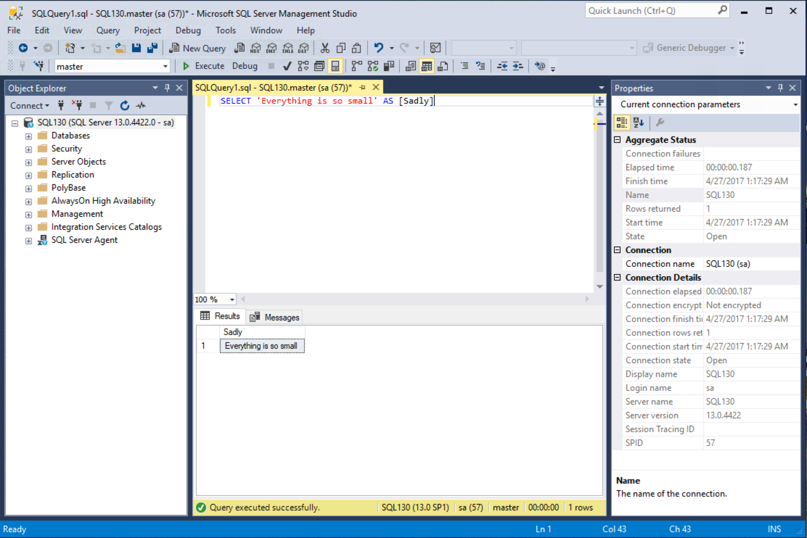 SQL Server Management Studio v17.0 - Born SQL SQL Server Management Studio v17.0 - Born SQL